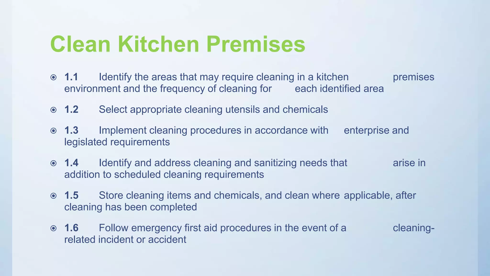 Clean and maintain kitchen equipment and utensils | PPTX