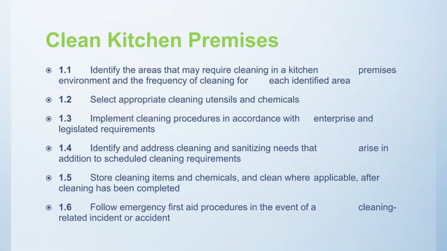 Clean and maintain kitchen equipment and utensils | PPTX
