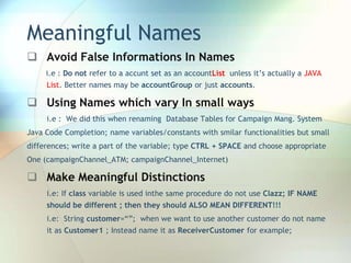 Naming Standards, Clean Code | PPTX