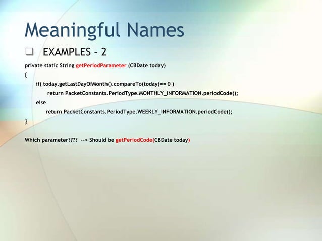 Naming Standards, Clean Code