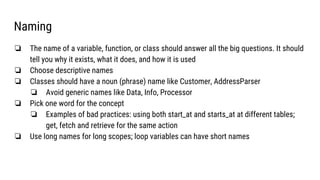 Extracts from "Clean code" | PPT