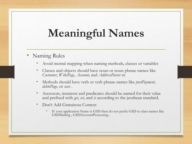 Writing Clean Code (Recommendations by Robert Martin) | PPT