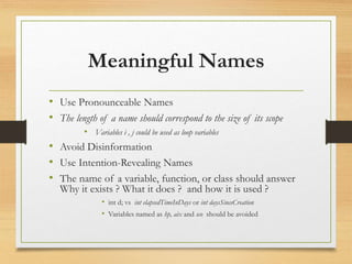 Writing Clean Code (Recommendations by Robert Martin) | PPTX