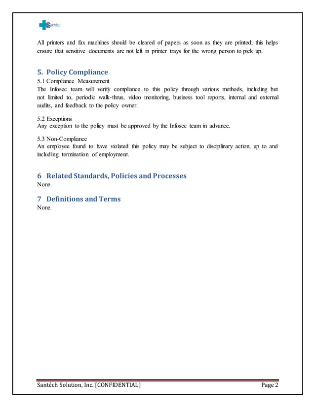 Clean desk policy Document | DOCX