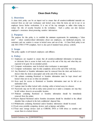 Clean Desk Policy Template