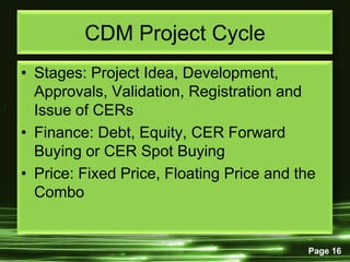 Clean development mechanism (cdm) and carbon trading b.v.raghunandan | PPT