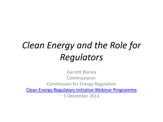 Clean energy and the role for regulators | PDF