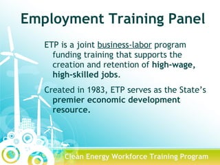 Clean Energy Workforce Training Program | PPT