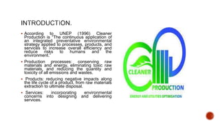 Cleaner production | PPTX | Environmental Services Industry | Industries
