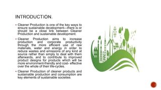 Cleaner production | PPTX | Environmental Services Industry | Industries
