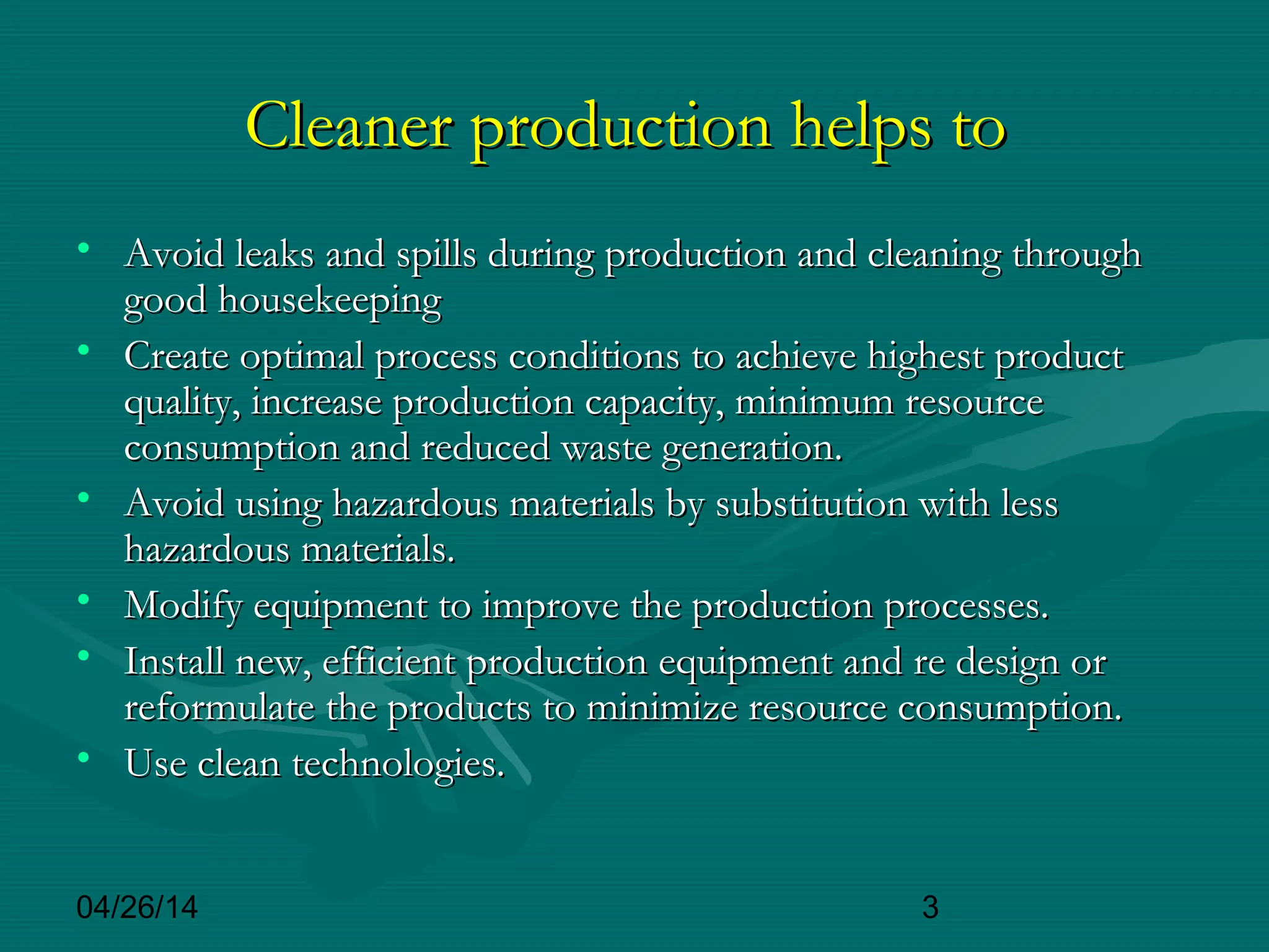Cleaner Production Assessment-(Improved by Minura) | PPT
