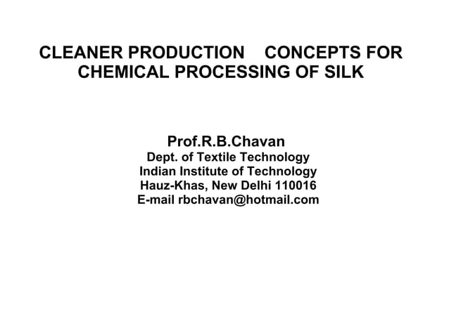 Cleaner production concepts for chemical processing of si | PPT