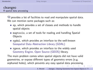cleangeo - Cleaning Geometries from Spatial Objects in R | PPT