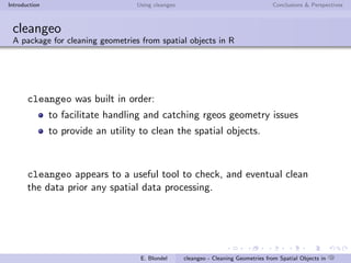 cleangeo - Cleaning Geometries from Spatial Objects in R | PPT