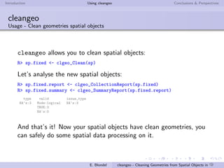 cleangeo - Cleaning Geometries from Spatial Objects in R | PPT