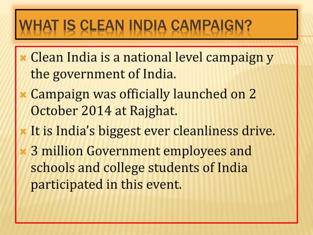 Clean india movement | PPTX | Indoor Environmental Quality | Home & Garden