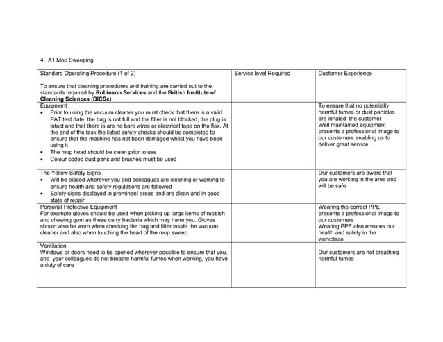 Cleaning standard-operating-procedures | DOC