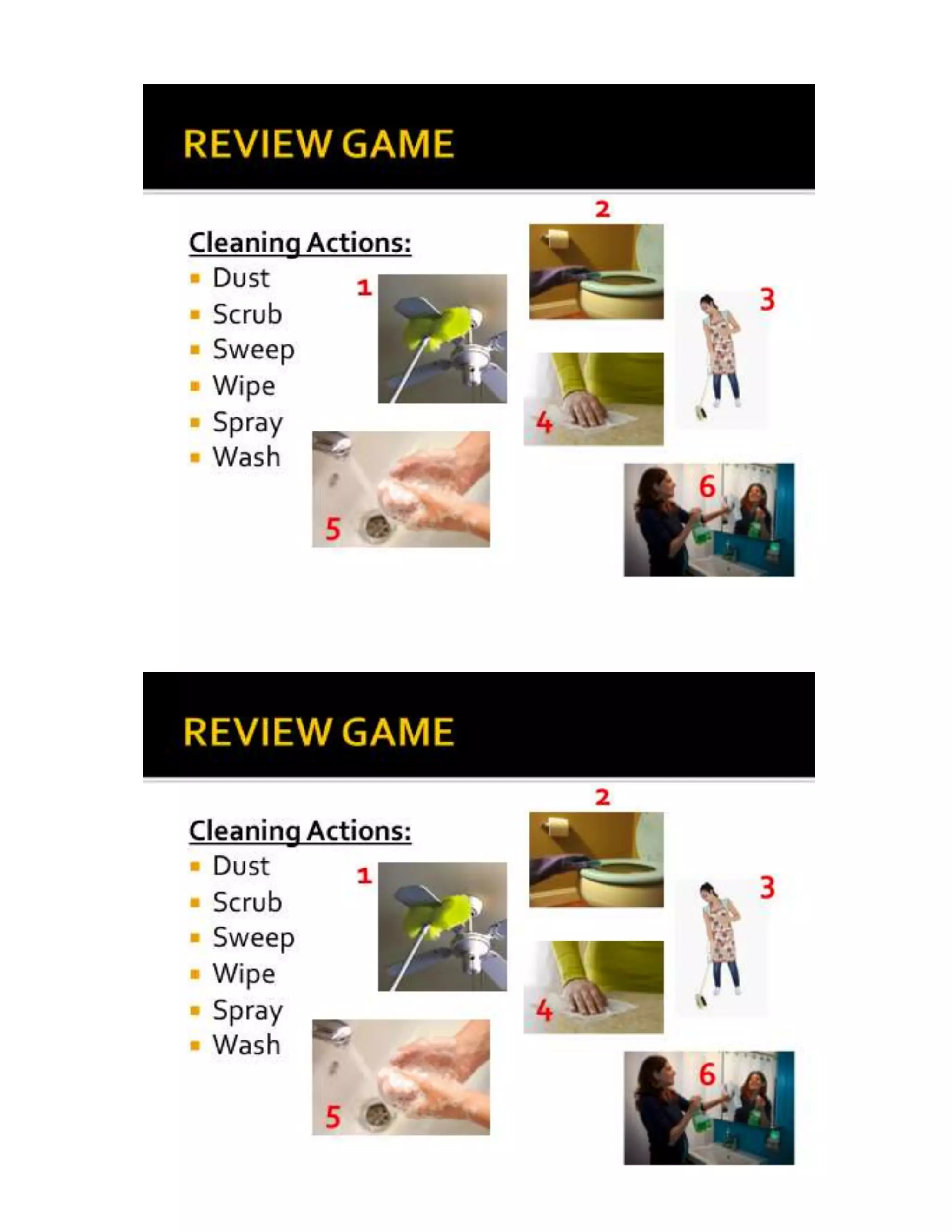 Cleaning Actions Handout Module 3 | DOCX