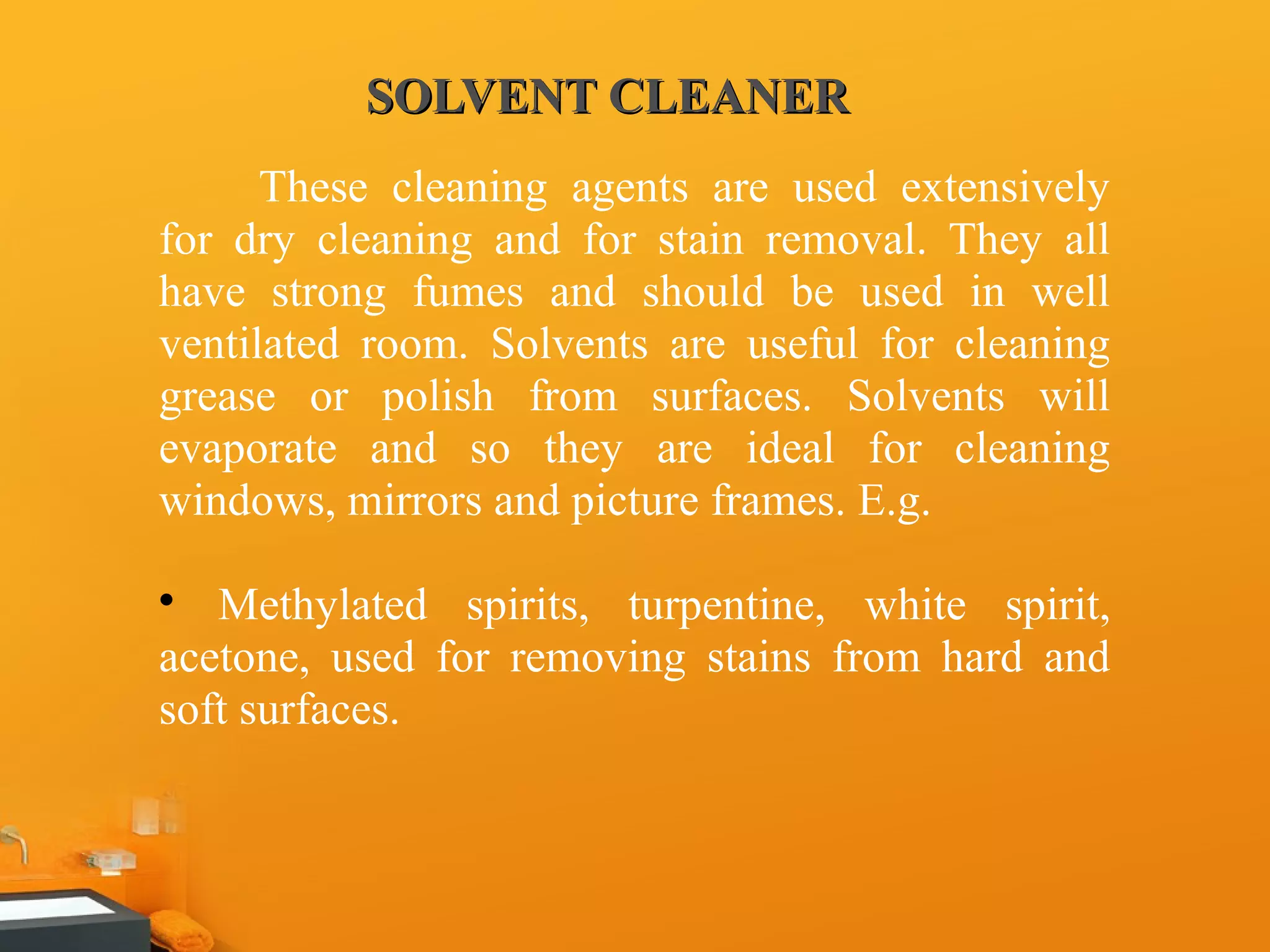 Cleaning Agents - Housekeeping (Llawlietwife) | PPT