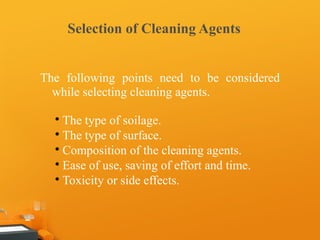 Cleaning Agents - Housekeeping (Llawlietwife) | PPT