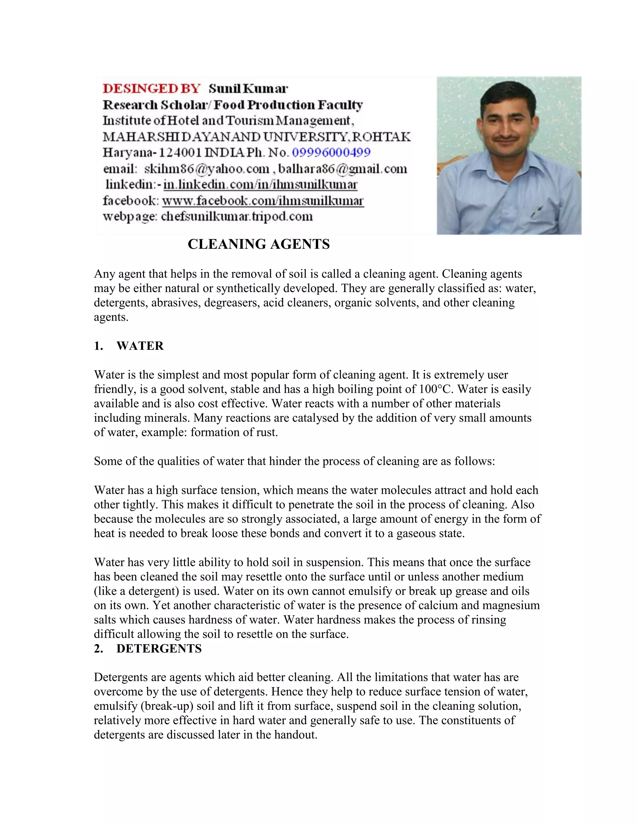 Cleaning agents handouts | DOC