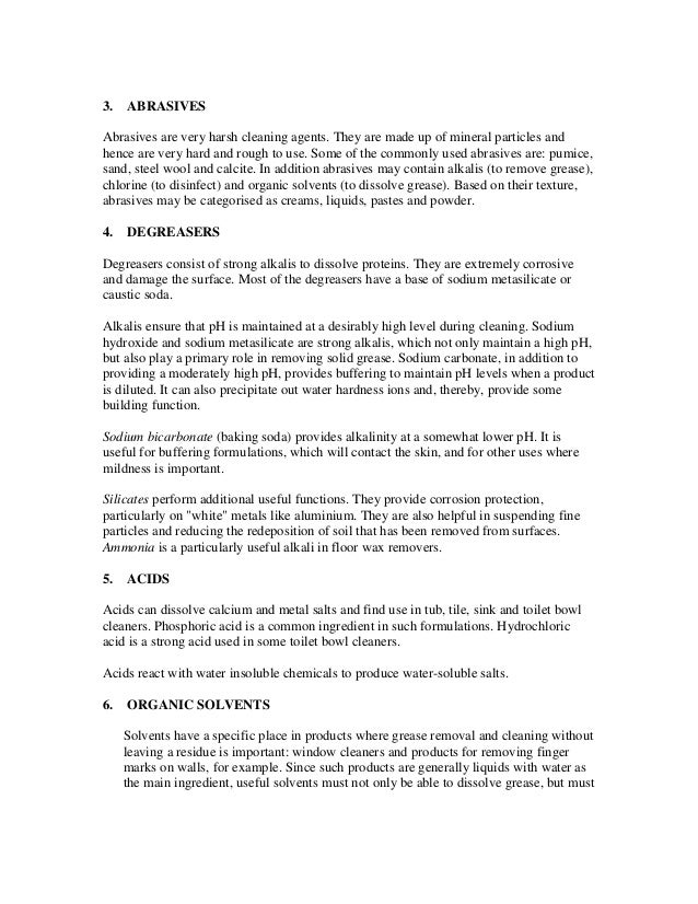 Cleaning agents handouts