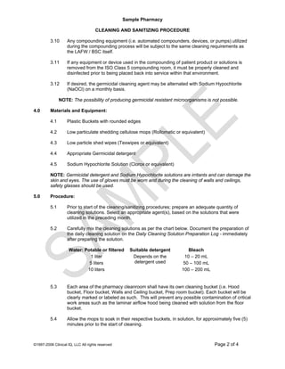 Cleaningand sanitizingprocedure | PDF