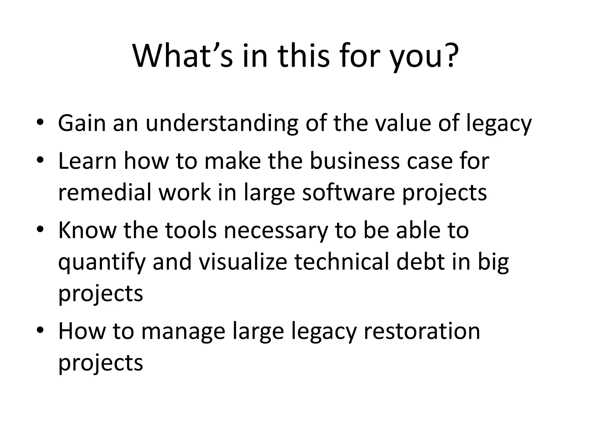 Cleaning Code - Tools and Techniques for Large Legacy Projects | PPTX