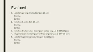 cleaning dan sanitasi di industri pangan | PPTX