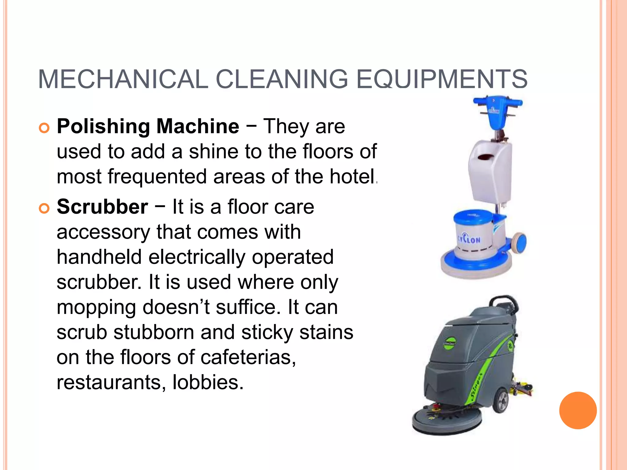 Cleaning equipments in housekeeping | PPTX