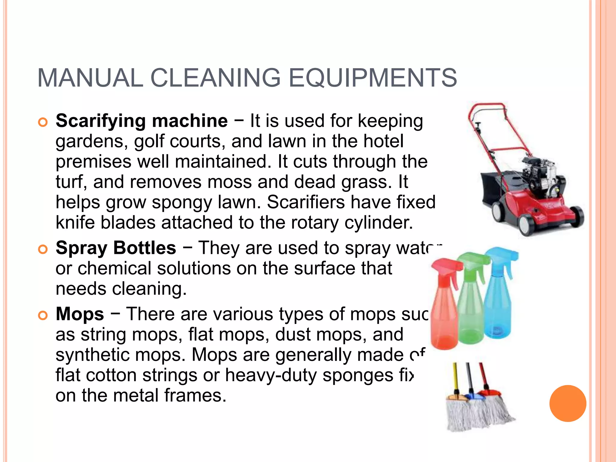 Cleaning equipments in housekeeping | PPTX