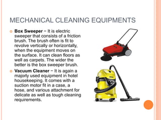 Cleaning equipments in housekeeping | PPTX