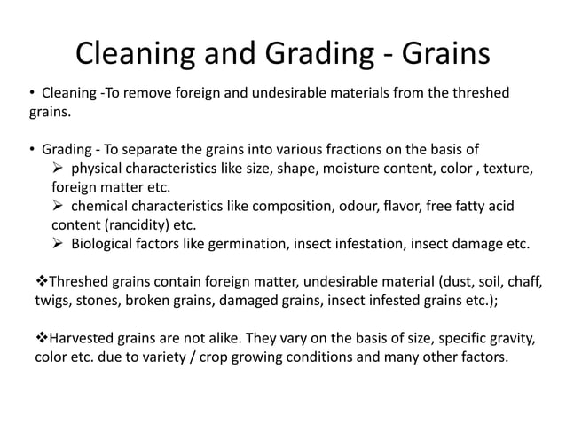 Cleaning grading of grains | PPTX
