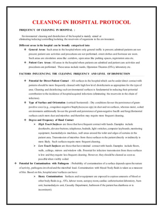 Cleaning in hospital as per guidelines | DOCX
