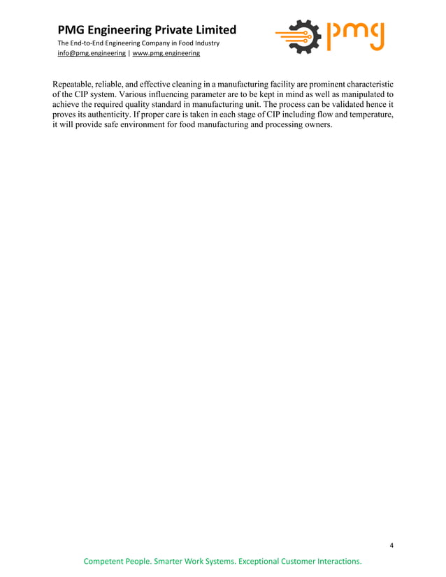 Cleaning In Place- Principle, Parameter, Procedure | PDF