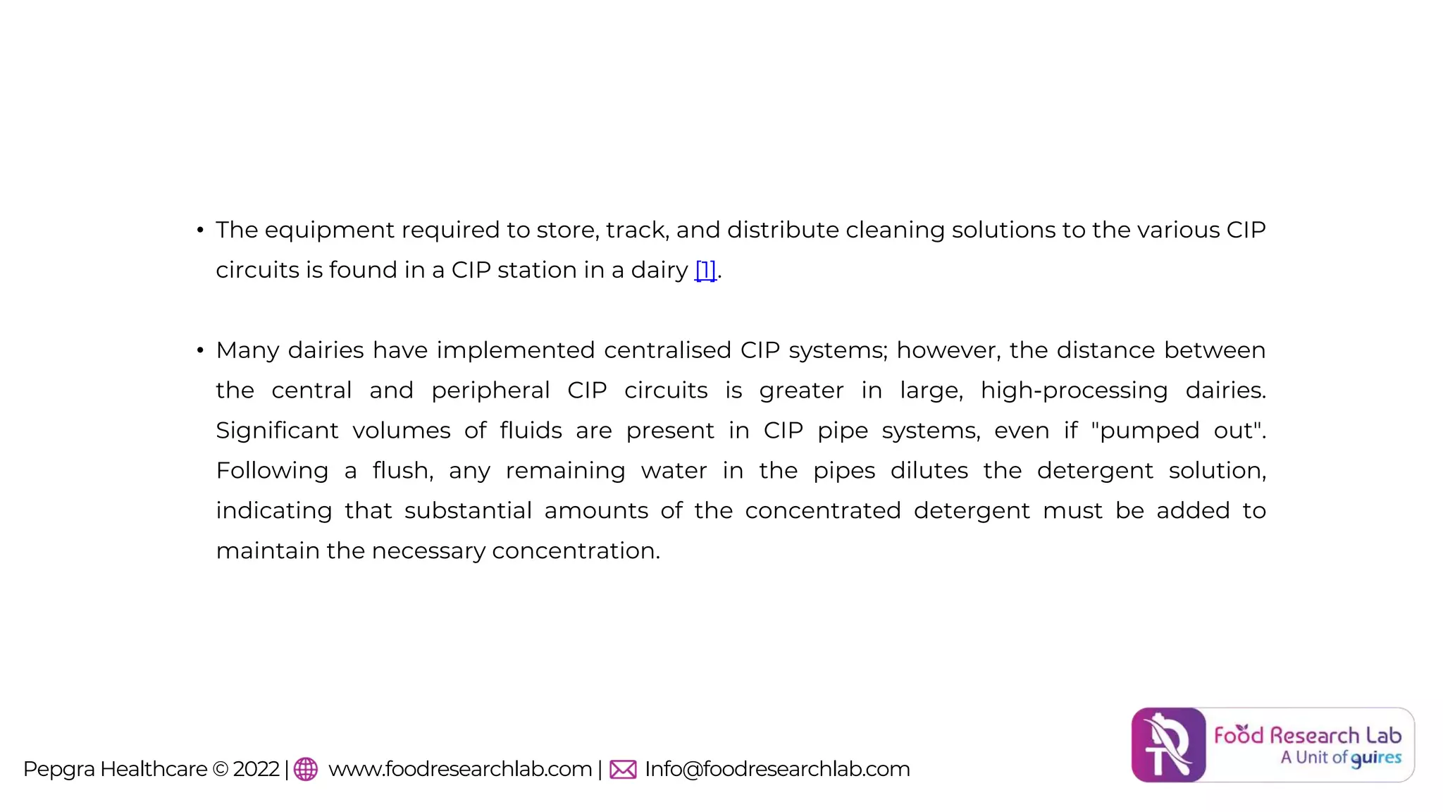 CIP in food industry | food research lab | PPTX