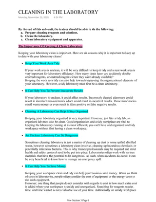 Cleaning The Lab | PDF