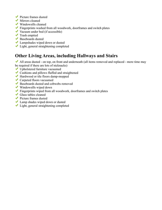 Cleaning list | PDF