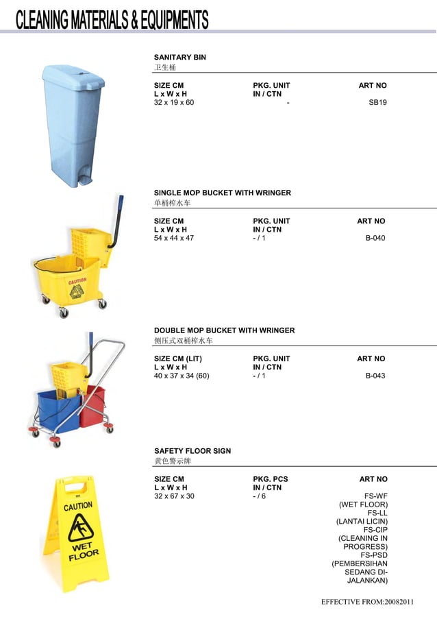 CLEANING MATERIALS & EQUIPMENTS | PDF