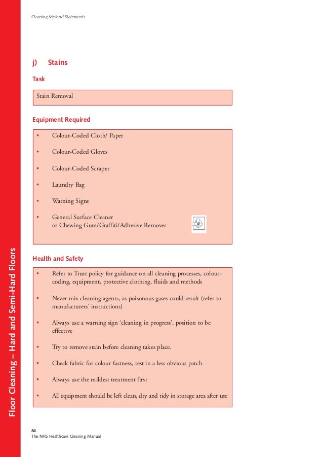 Cleaning method statements 2004 uk