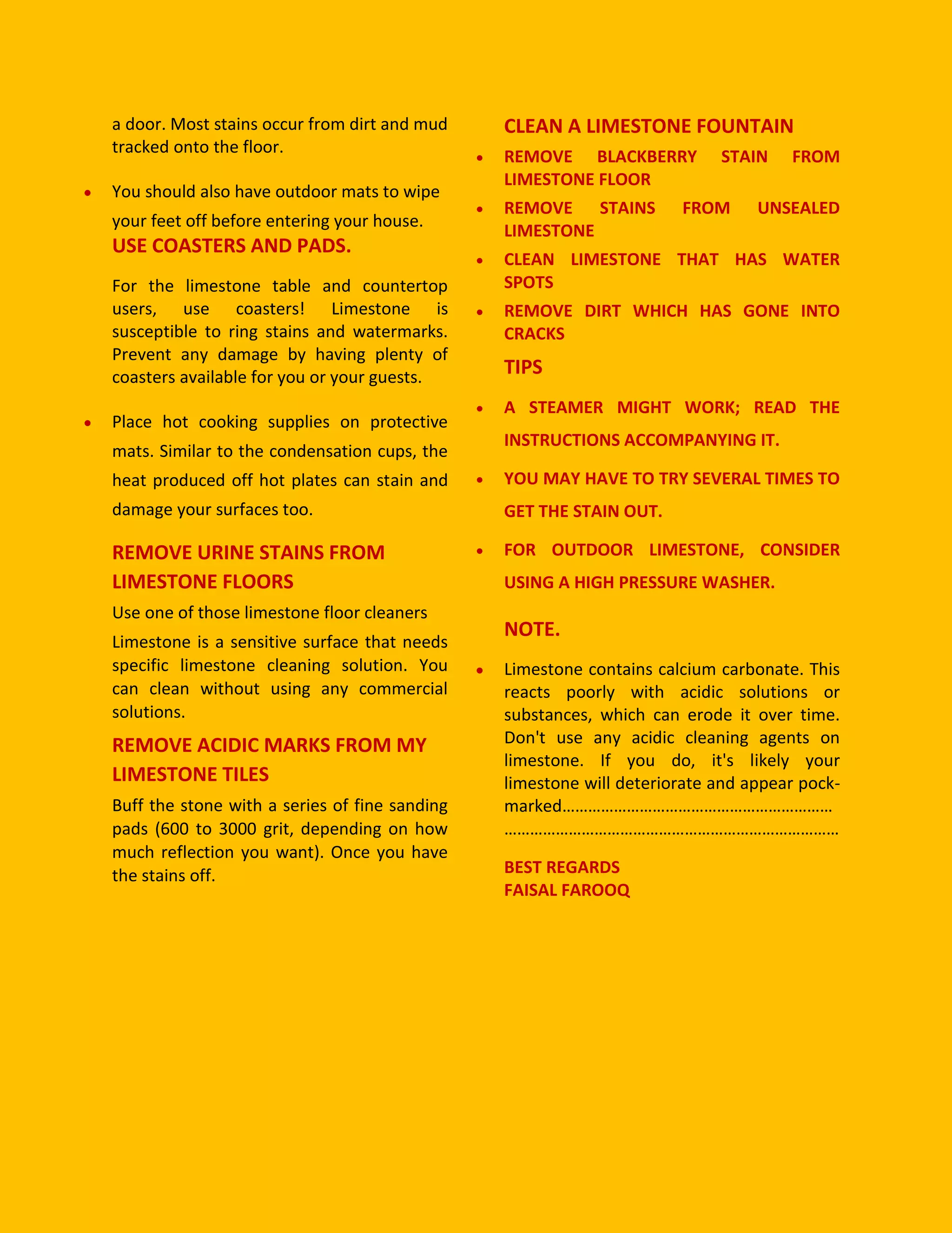 Cleaning of Limestone | PDF