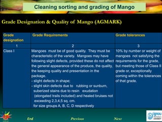 Cleaning, sorting and grading of mango 1 | PPT