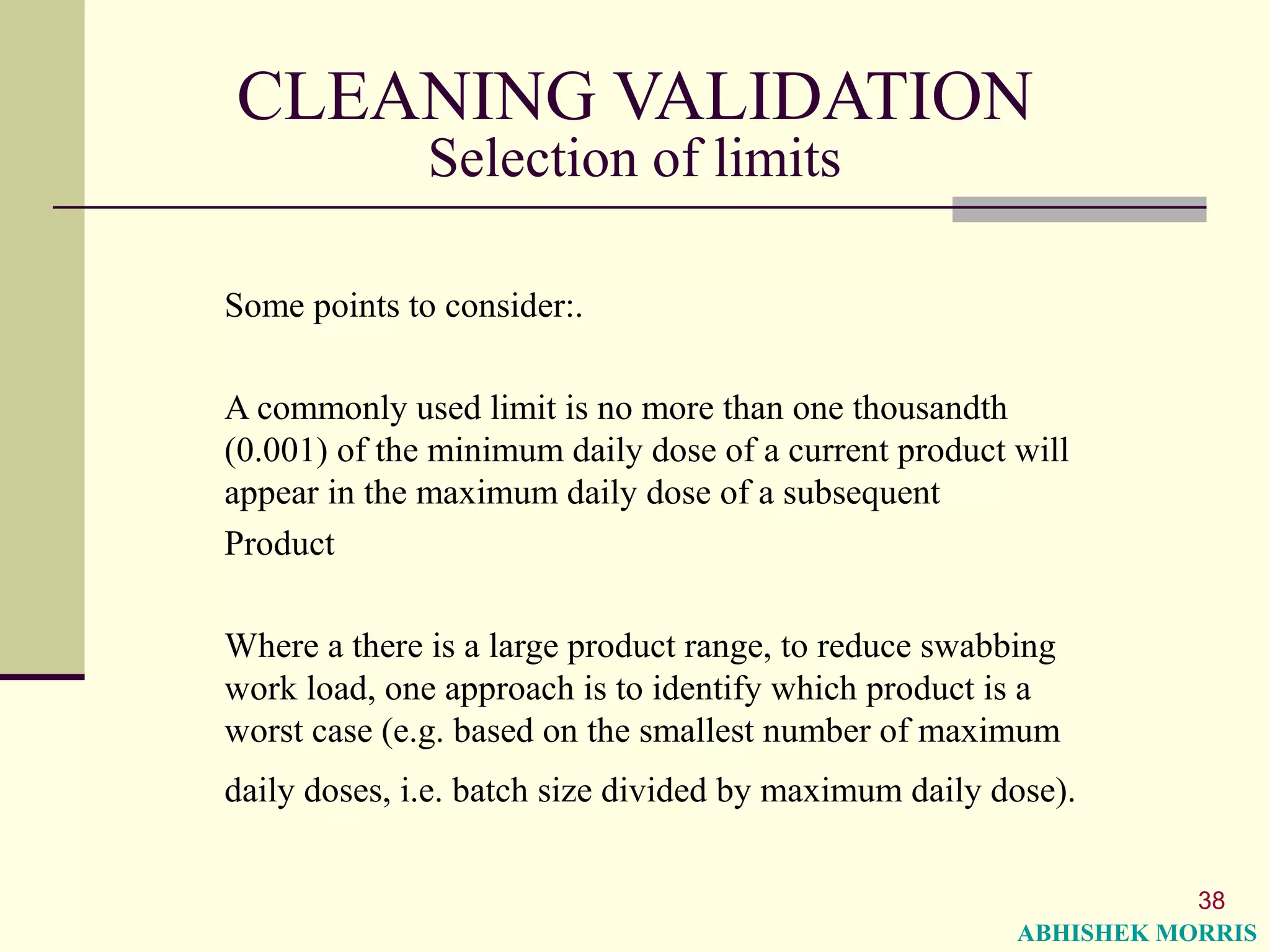 Basic Concepts of Cleaning validation | PPT