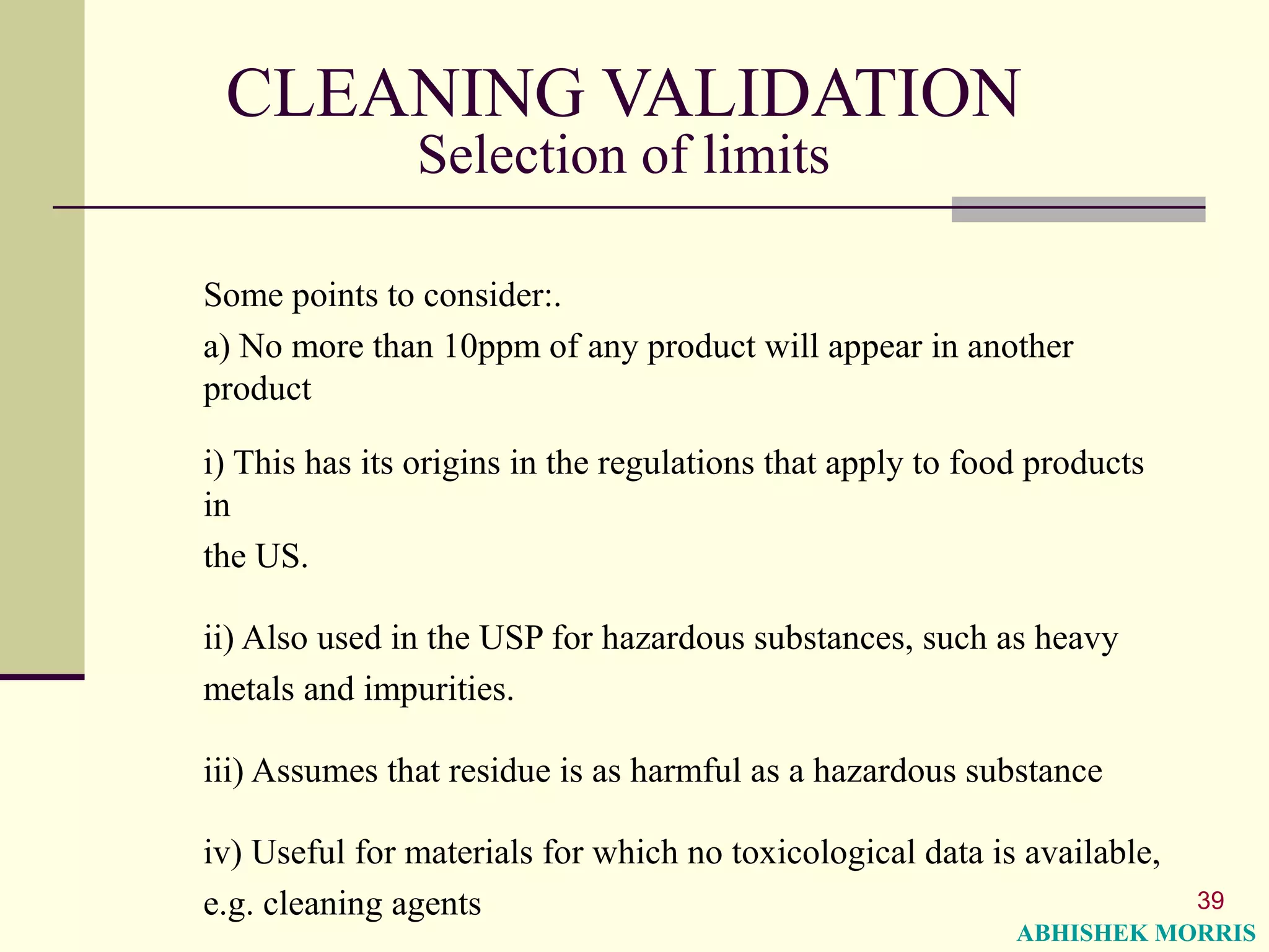 Basic Concepts of Cleaning validation | PPT