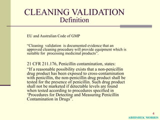 Basic Concepts of Cleaning validation | PPT