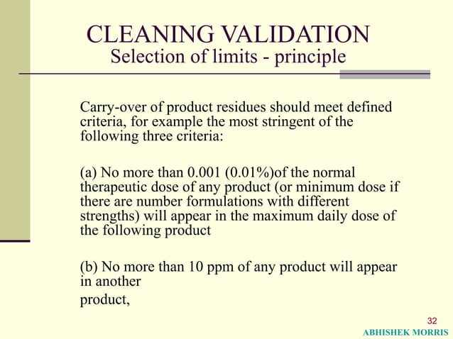 Basic Concepts of Cleaning validation | PPT