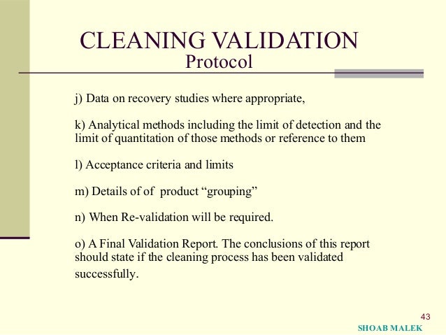 Cleaning validation