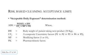 Cleaning validation a risk integrated approach | PDF