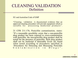 Cleaning Validation By Abhishek Morris 2024 | PPT