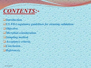 Cleaning validation presentation | PPTX